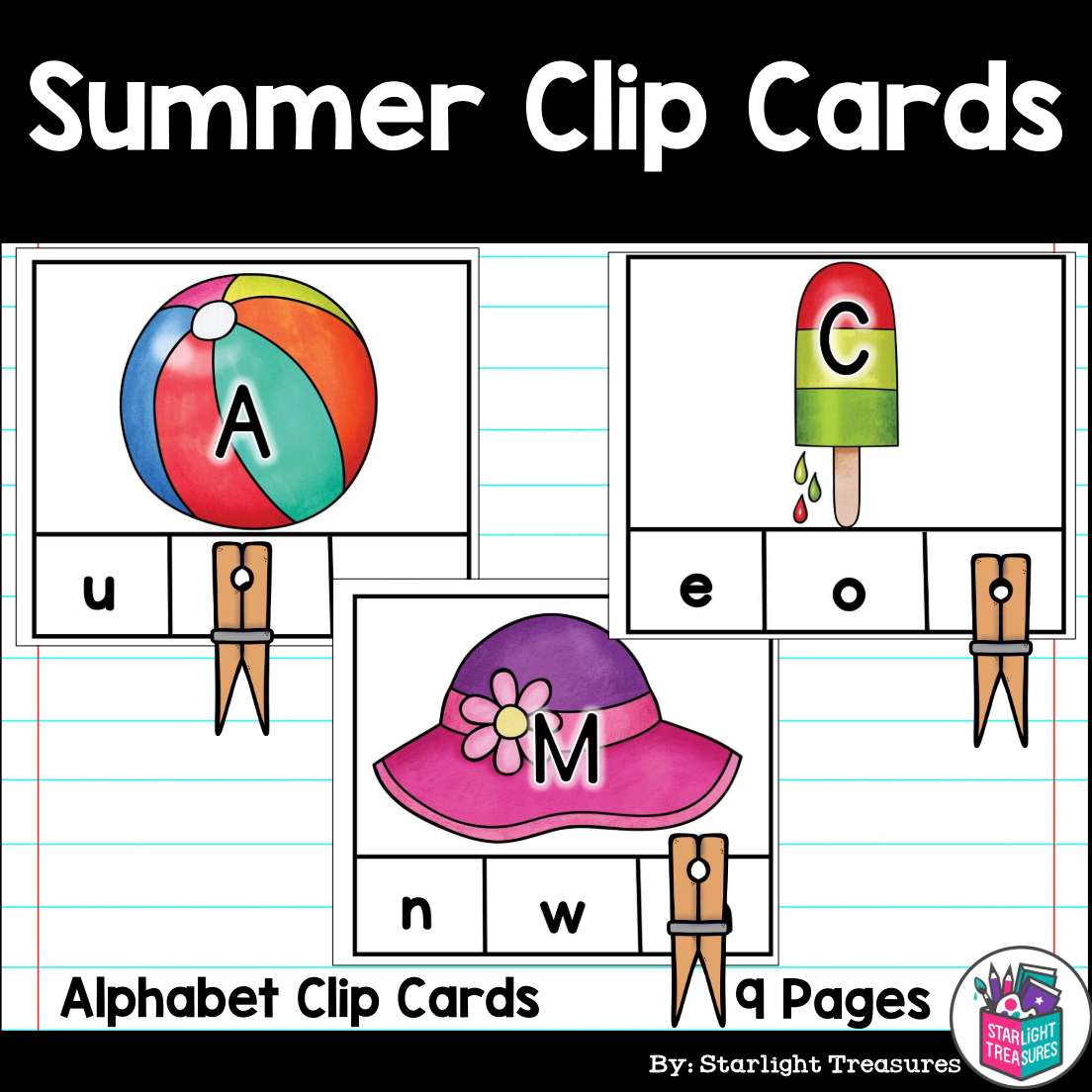 Summer Alphabet Clip Cards for Early Readers - Alphabet Clip Cards ...
