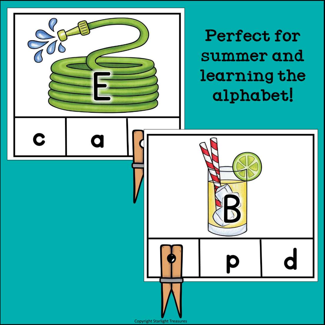 Summer Alphabet Clip Cards for Early Readers - Alphabet Clip Cards ...