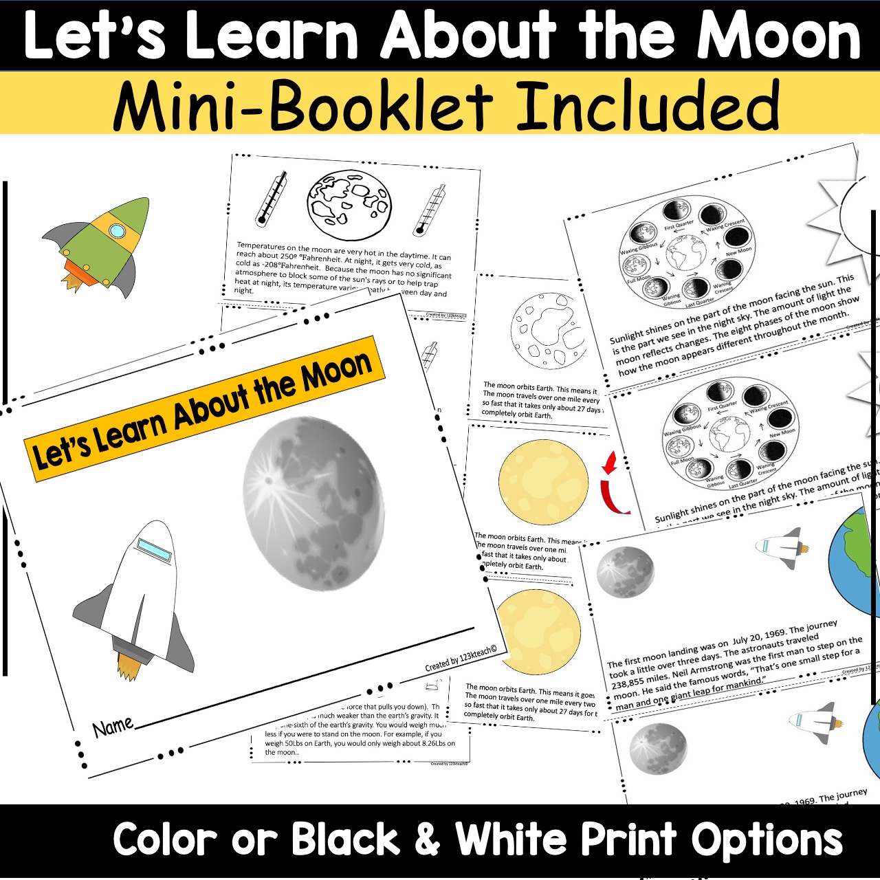 Phases of the Moon Cut and Paste, Moon Calendar, Experiment, Moon Facts ...