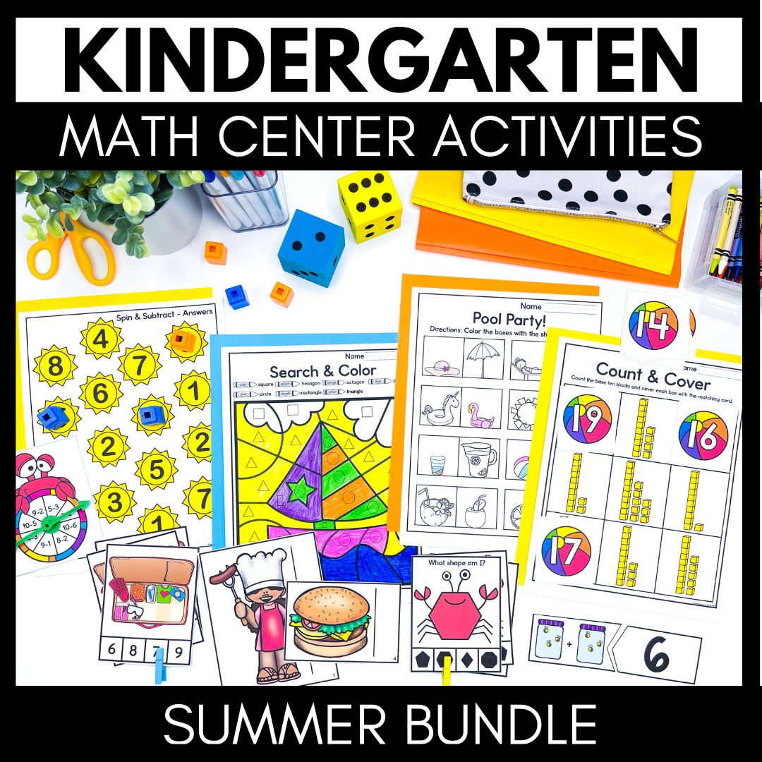 Kindergarten Math Centers - Summer Bundle - Classful