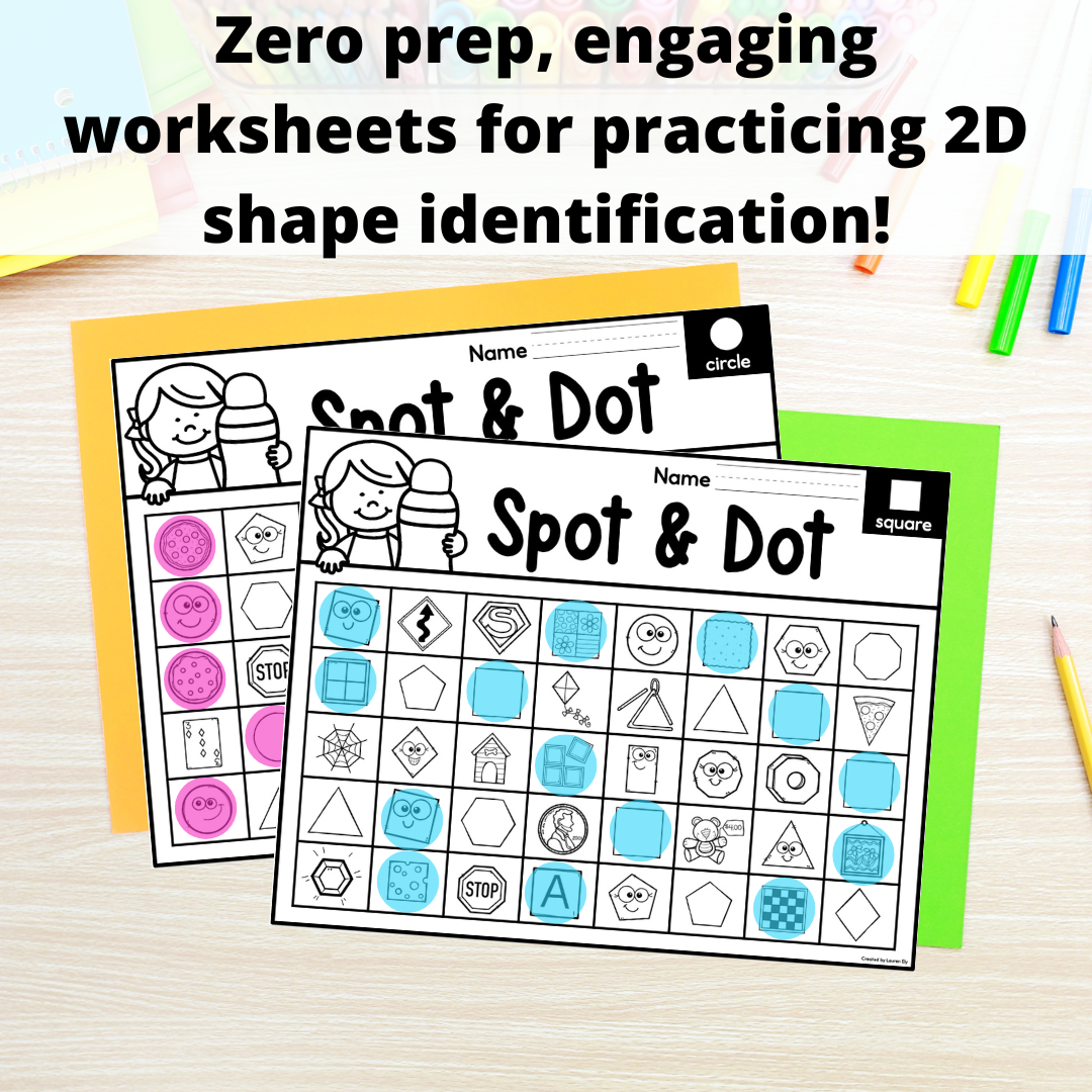 2D Shapes Worksheets - Shape Identification Dot Marker Pages - Classful