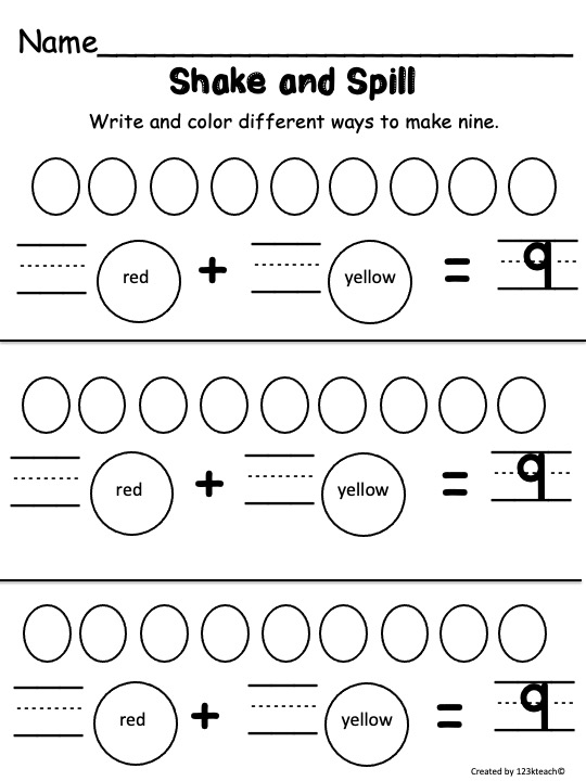 Shake and Spill, Shake & Spill - Numbers 3-20 , Kindergarten, First ...