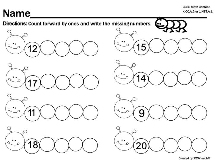Counting On From Any Given Number or Count Backward by 1's, 2's, 5's ...