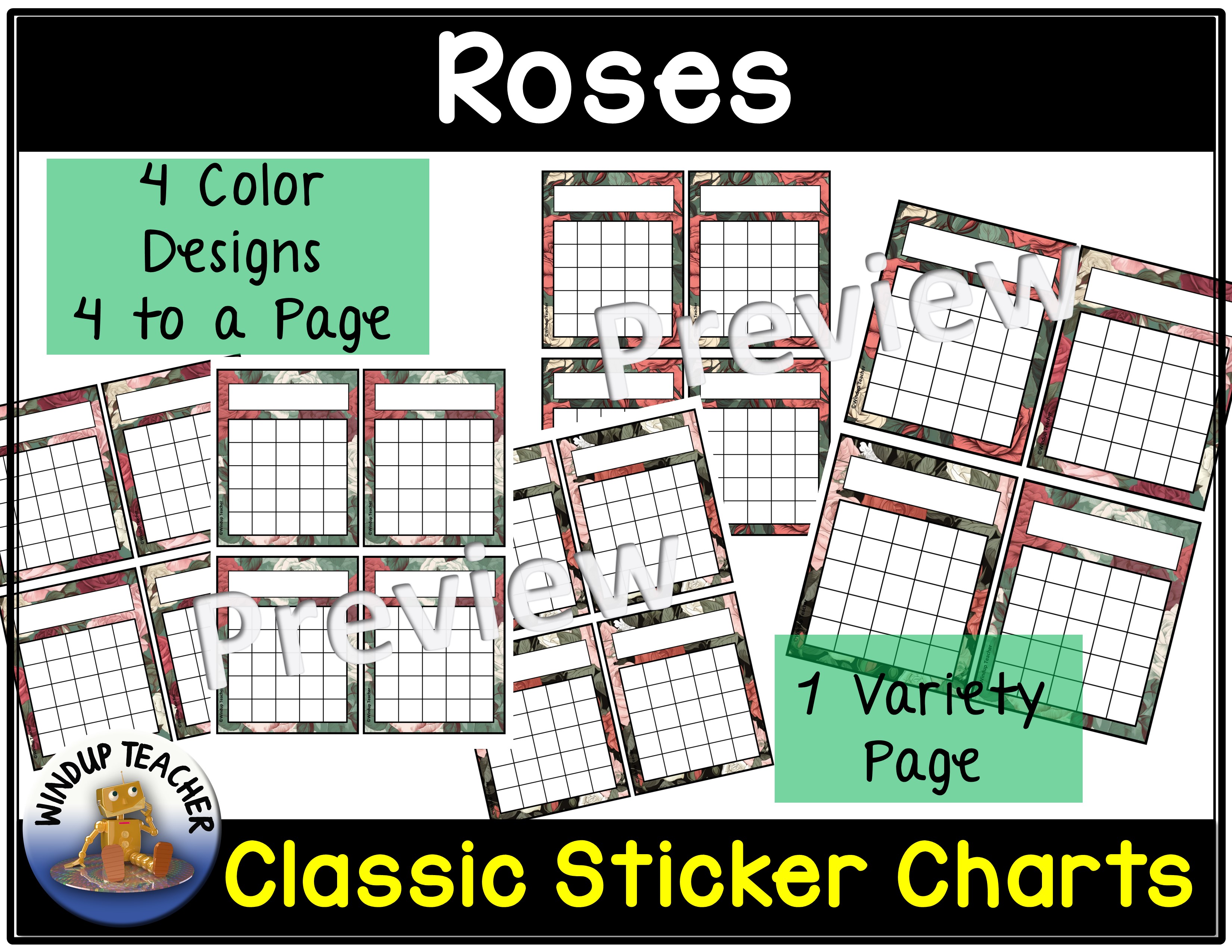 Rose Classic Sticker Charts - Classful