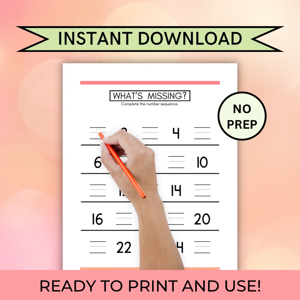 Math Number Sequence Worksheets, Counting Numbers 1 to 100, Missing ...