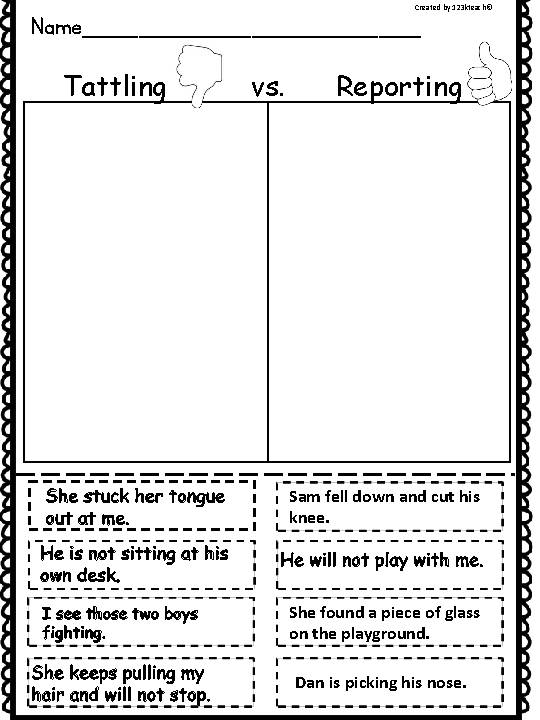 Tattling vs. Reporting-Character Education - Classful
