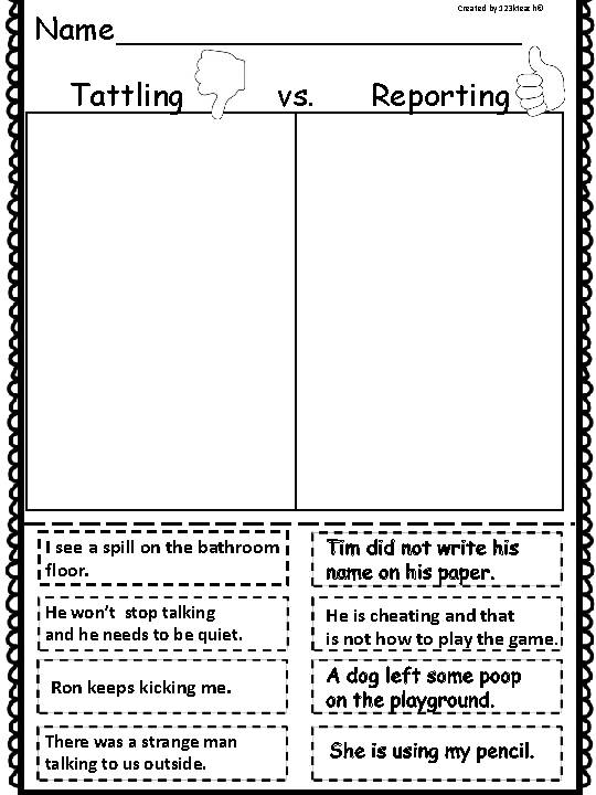 Tattling vs. Reporting-Character Education - Classful