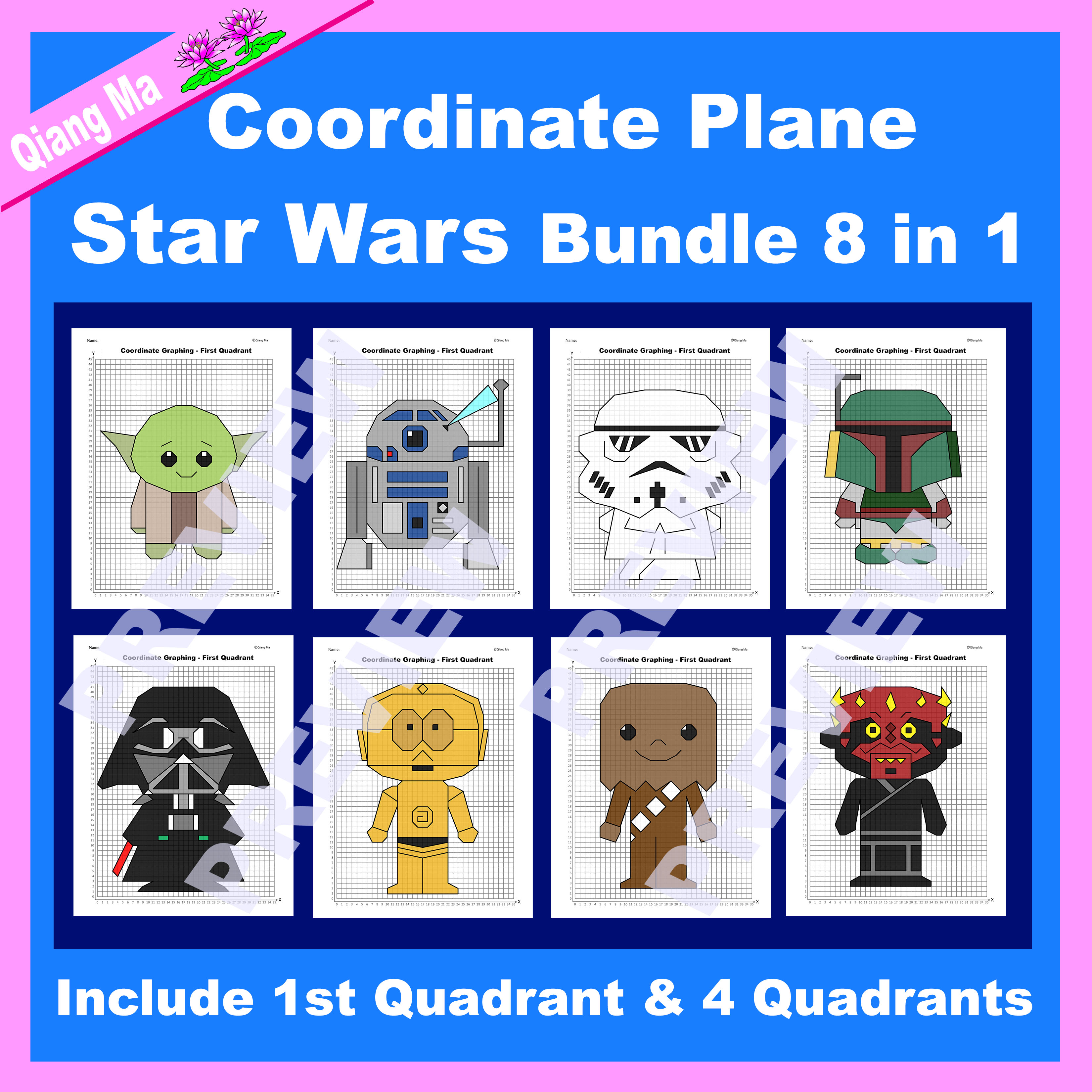 Star Wars Coordinate Plane Graphing Picture- Star Wars Bundle 8 in 1 ...