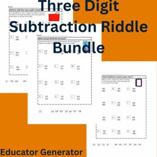 Three Digit Subtraction Riddle Bundle - Classful