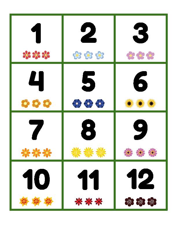 Flower Calendar Numbers