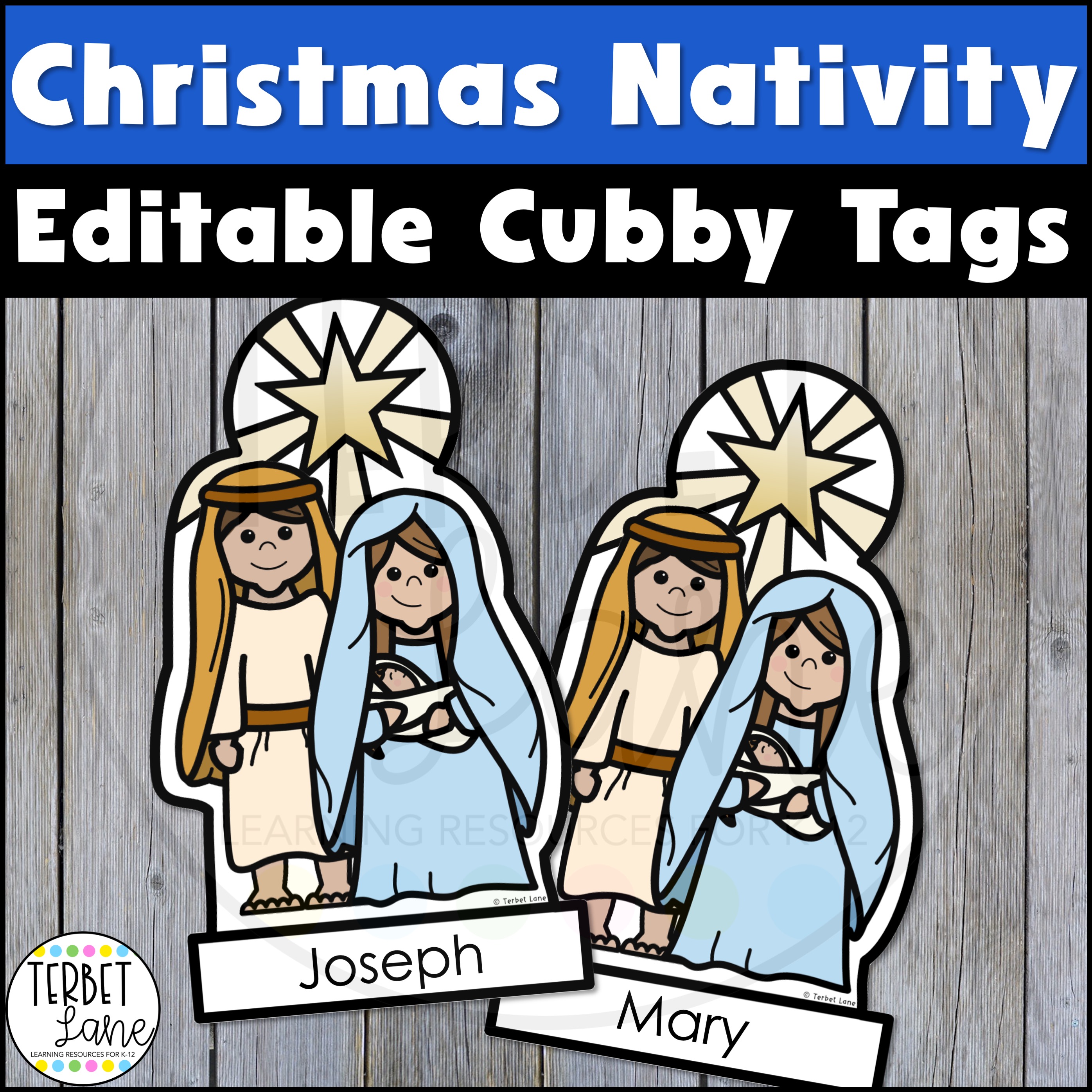 Editable Christmas Nativity Cubby Name Tags - Classful
