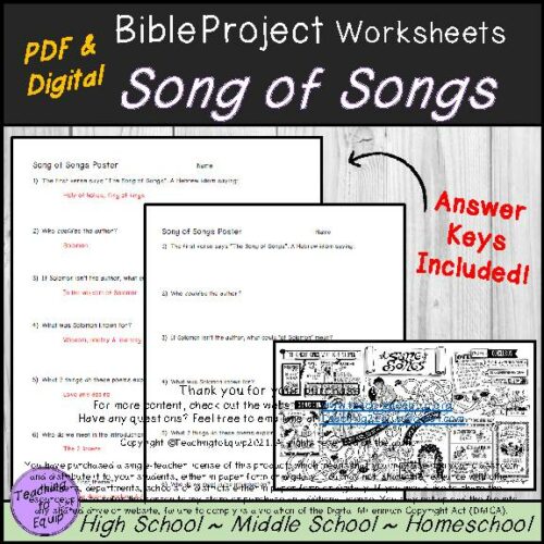 Book of Song of Solomon Bible Summary Overview Activity - Classful