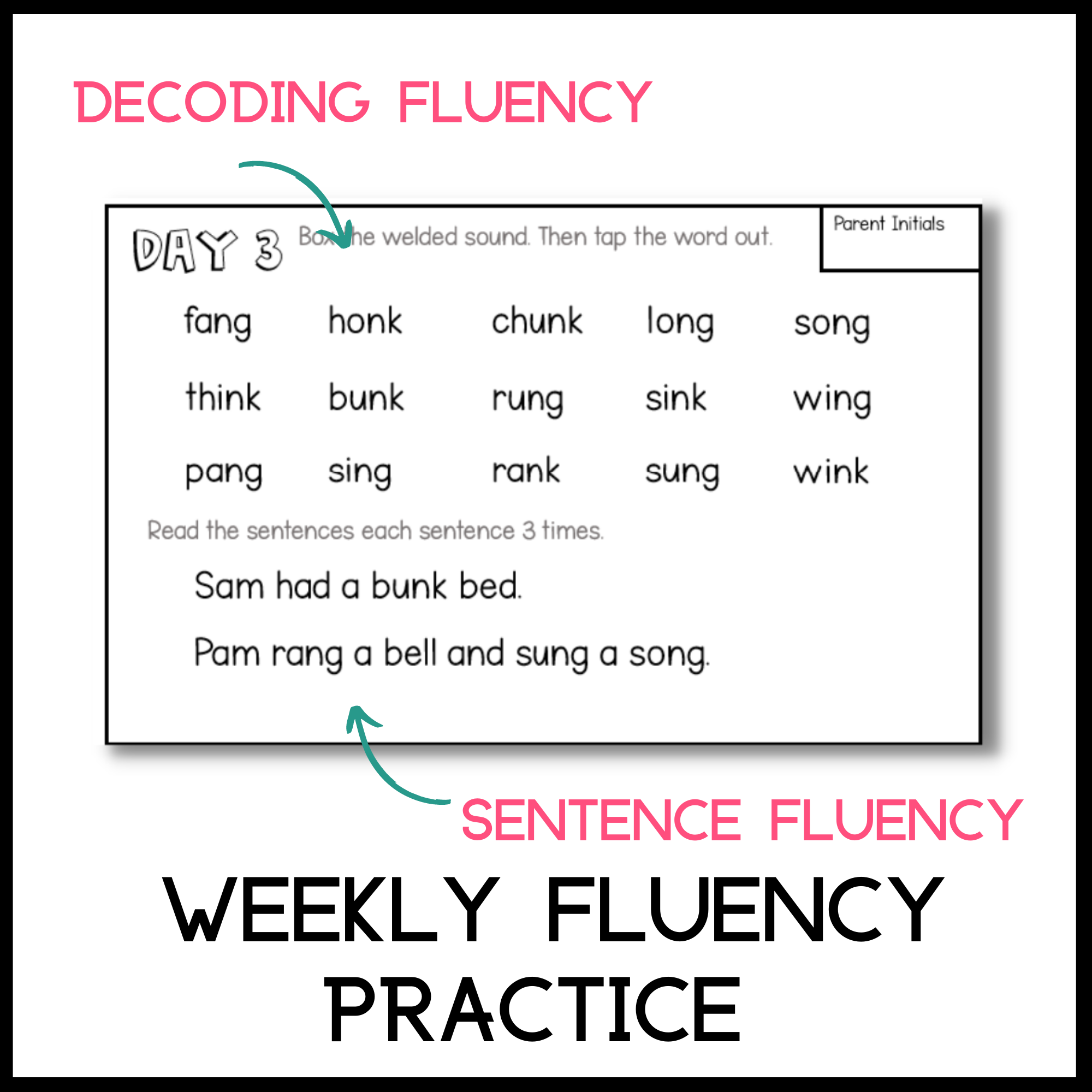 Welded Sounds Glued Sounds Decoding Practice & Fluency Homework - Classful