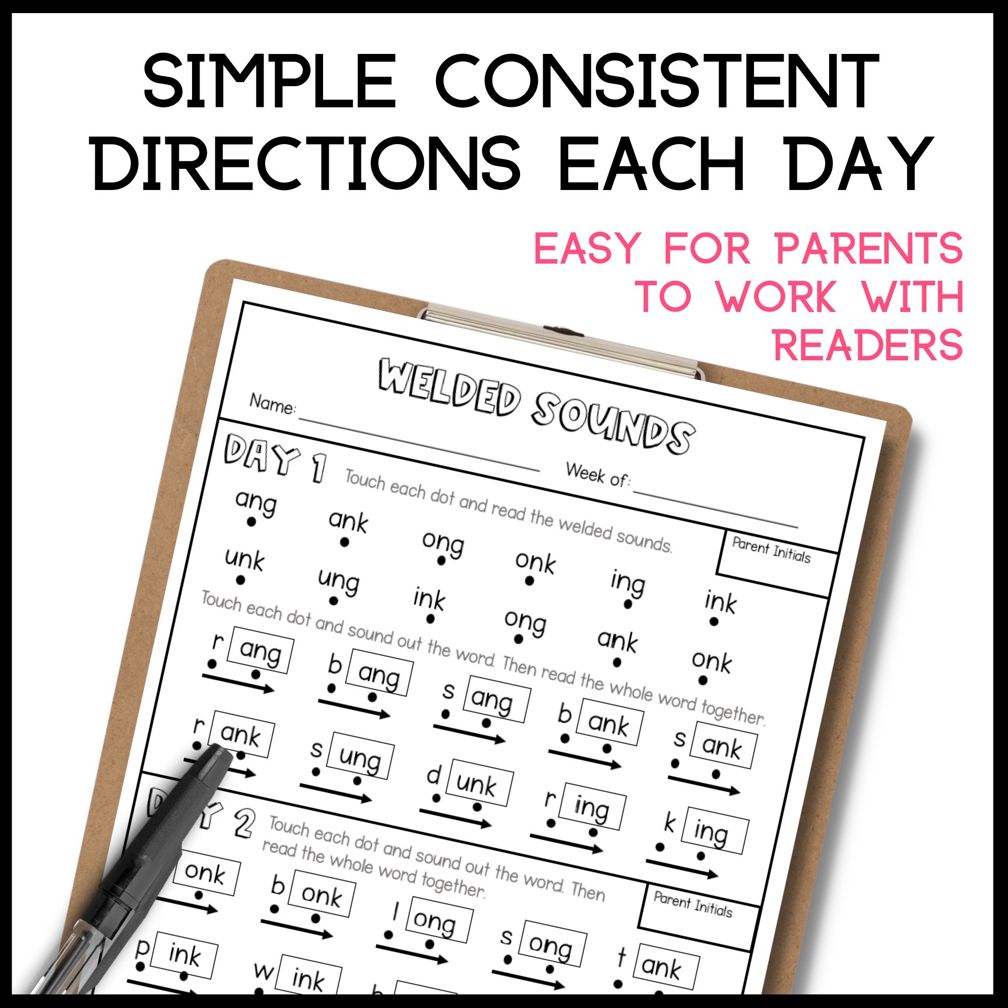 Welded Sounds Glued Sounds Decoding Practice & Fluency Homework - Classful