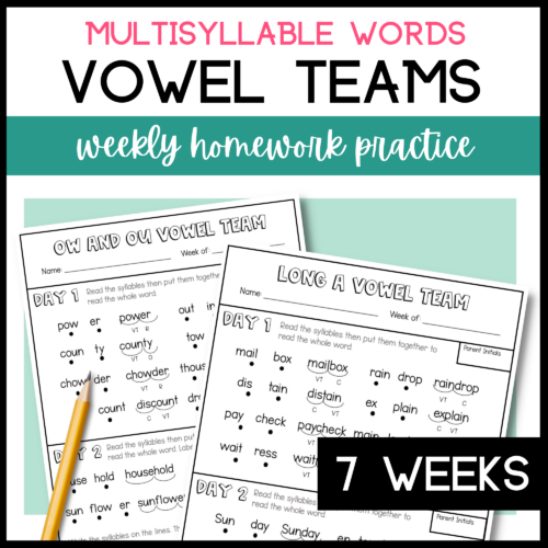 Decoding Multisyllabic Words with Vowel Teams Diphthongs | Phonics ...