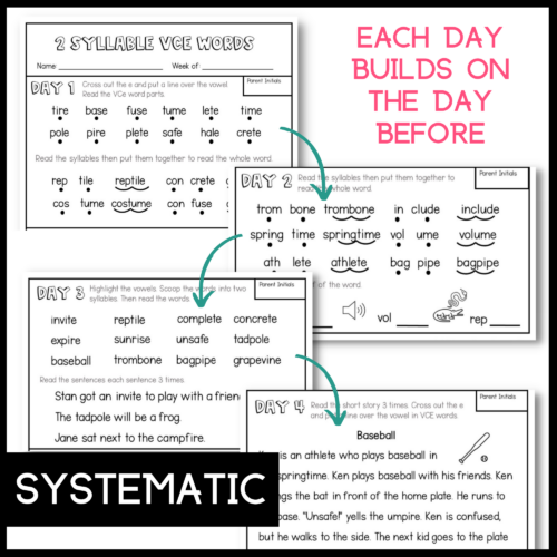 Phonics Decoding and Fluency Multisyllabic Words Homework Bundle ...