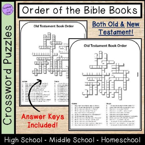 Crossword Puzzle Books of the Bible Order Activity - Classful