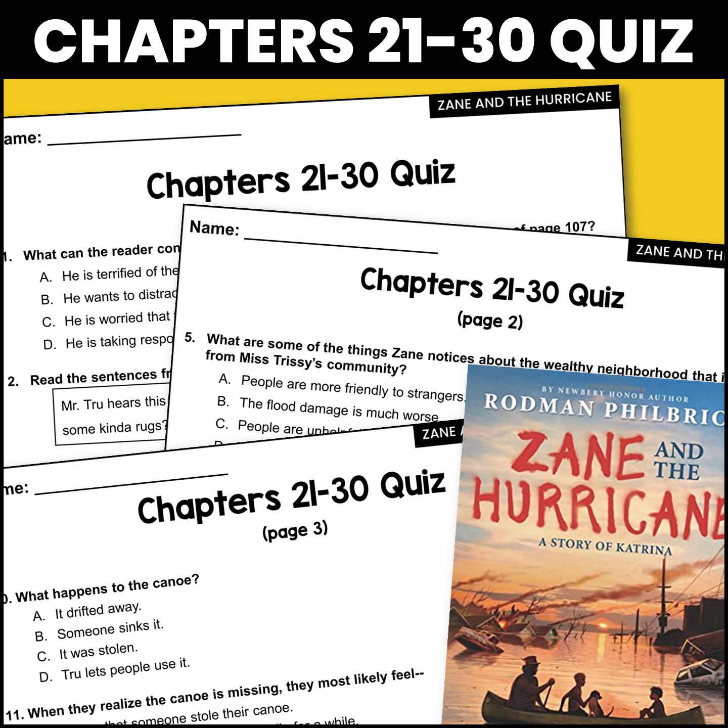 Zane and the Hurricane Quiz for Chapters 21-30 - Classful