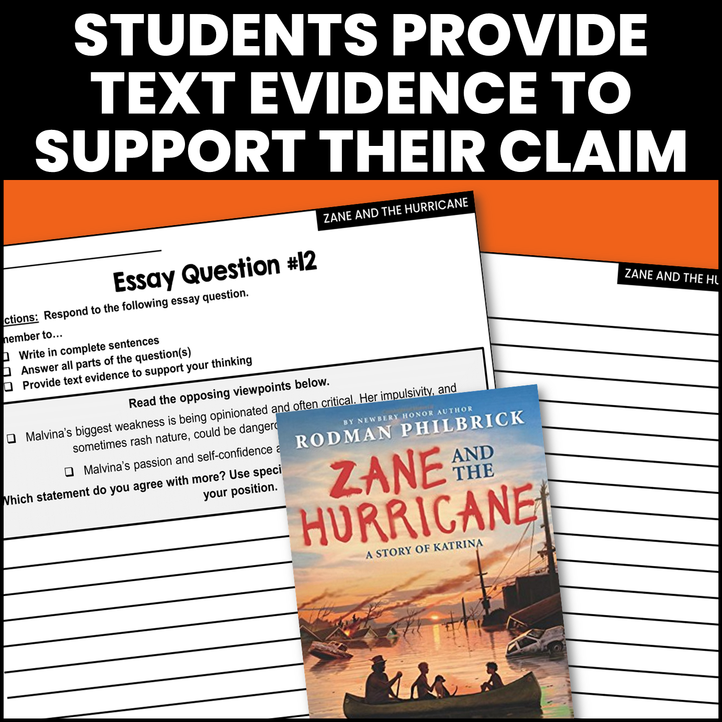 Zane and the Hurricane Novel Study Essay Questions and Prompts - Classful