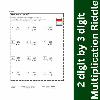 Multiplication Riddle 2 Digit by 3 Digit - Classful