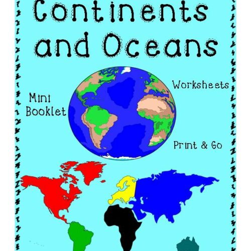 Continents and Oceans Mini Booklet and Worksheets - Classful