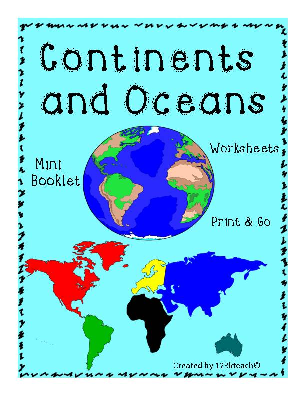 Seven Continents Worksheet First Grade Continents And Oceans Mini