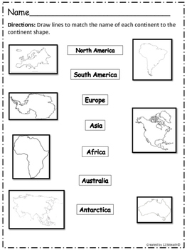 Continents and Oceans Mini Booklet and Worksheets - Classful
