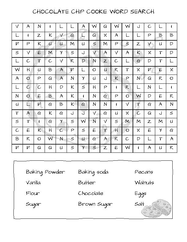 National Chocolate Chip Cookie Day Word Search - Classful