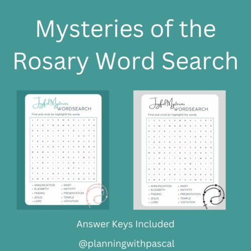 Mysteries of the Rosary Word Search - Classful