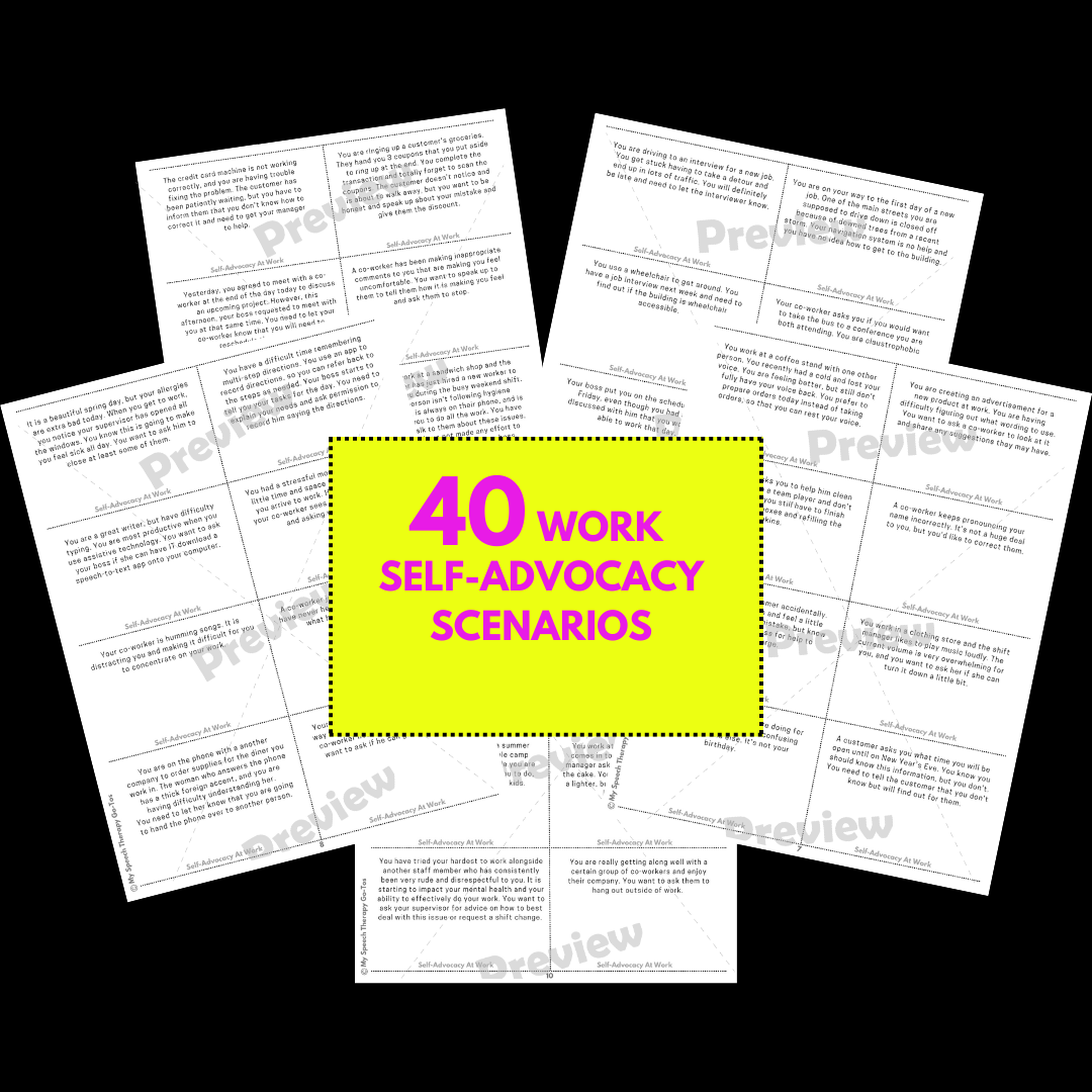 Self-Advocacy At WORK Life Skills Problem Solving Scenarios for Older ...