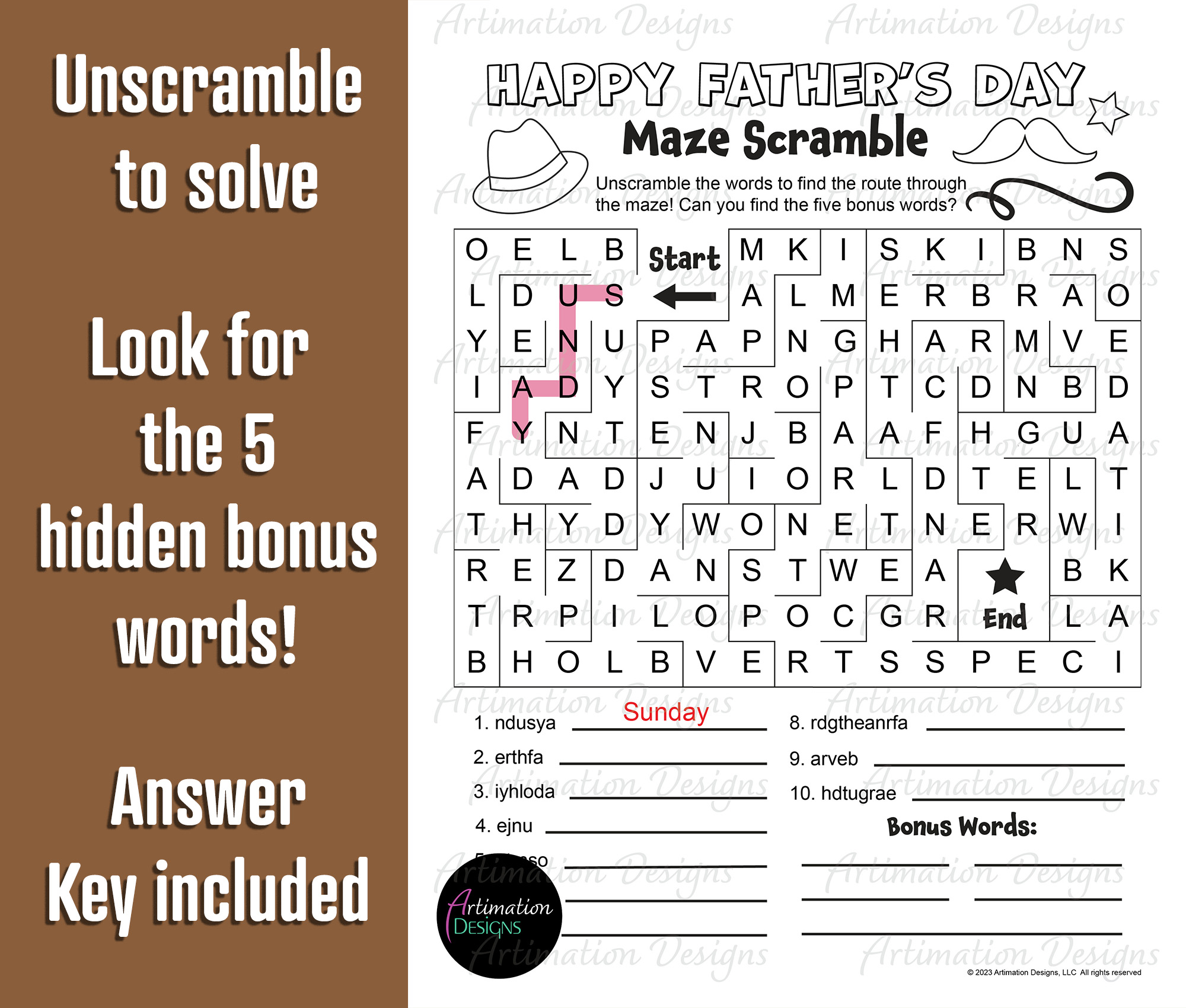 Father's Day Word Game Bundle | Summer Word Games | Crossword Jumble ...