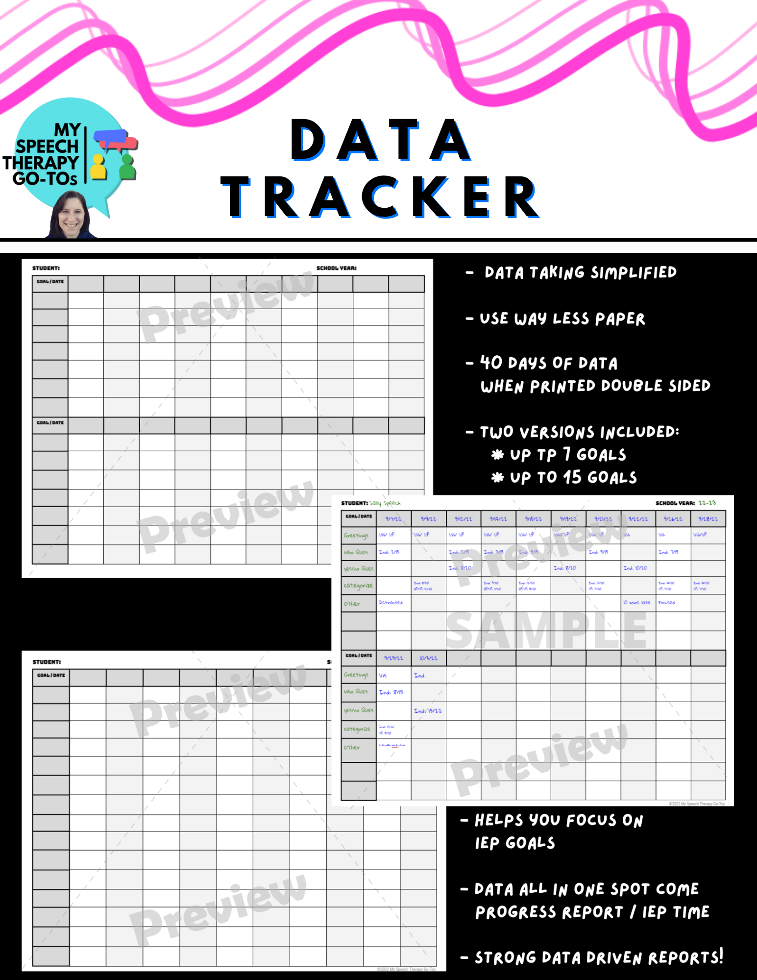 Data Collection Sheet | Student Data Tracker | Speech Therapy OT - Classful