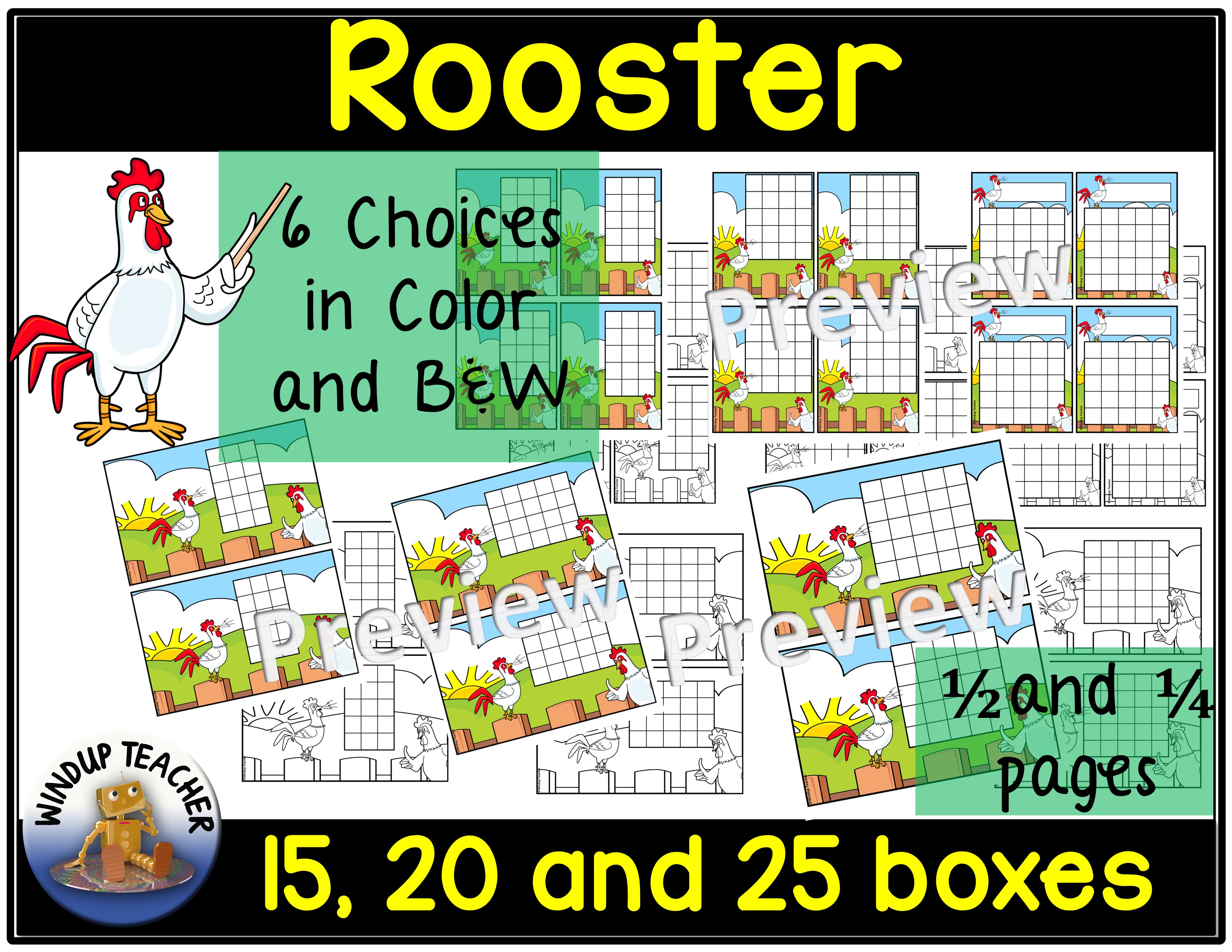 Farm Animal Sticker Charts | Rooster - Classful