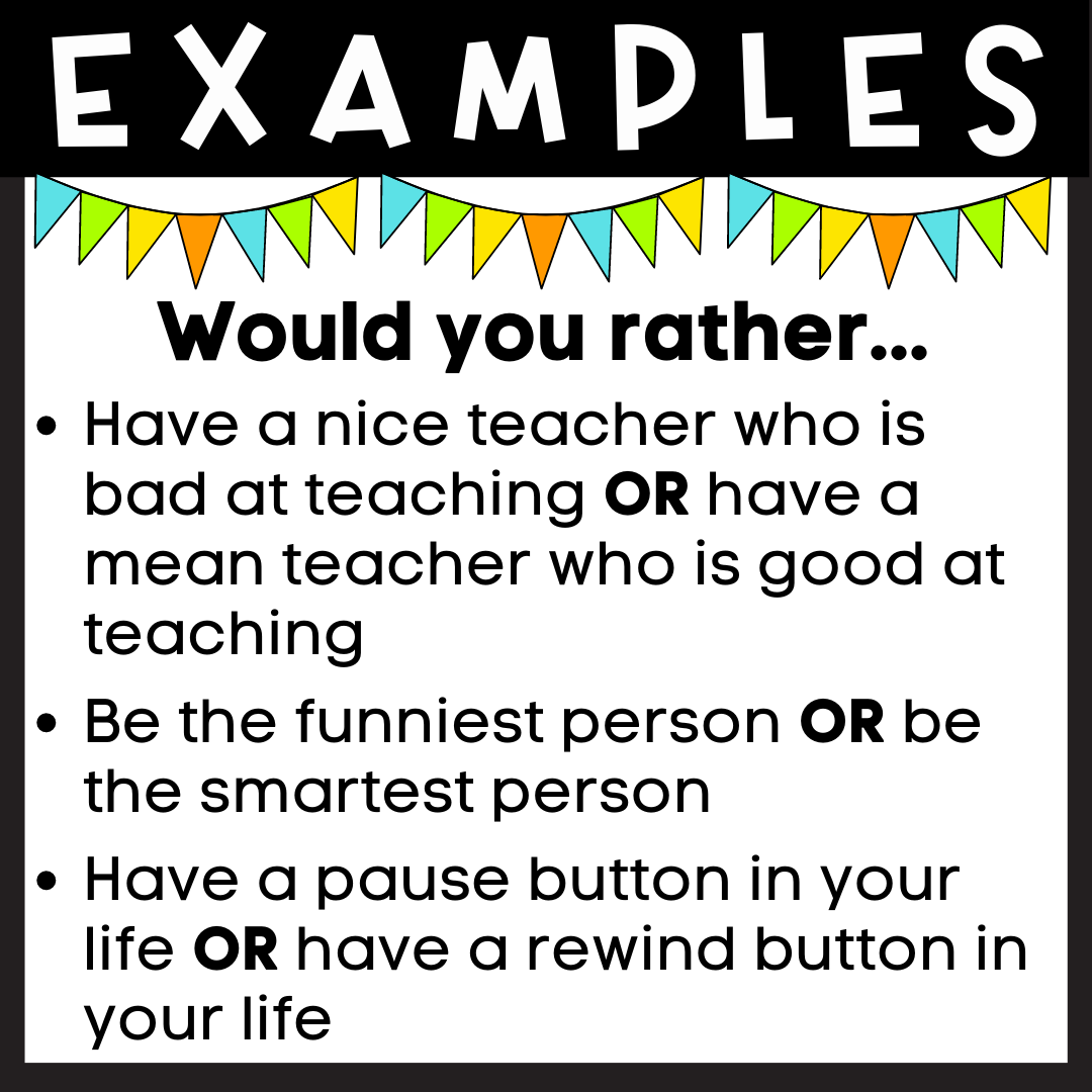 Editable Would You Rather Questions - Back to School Icebreaker Game ...