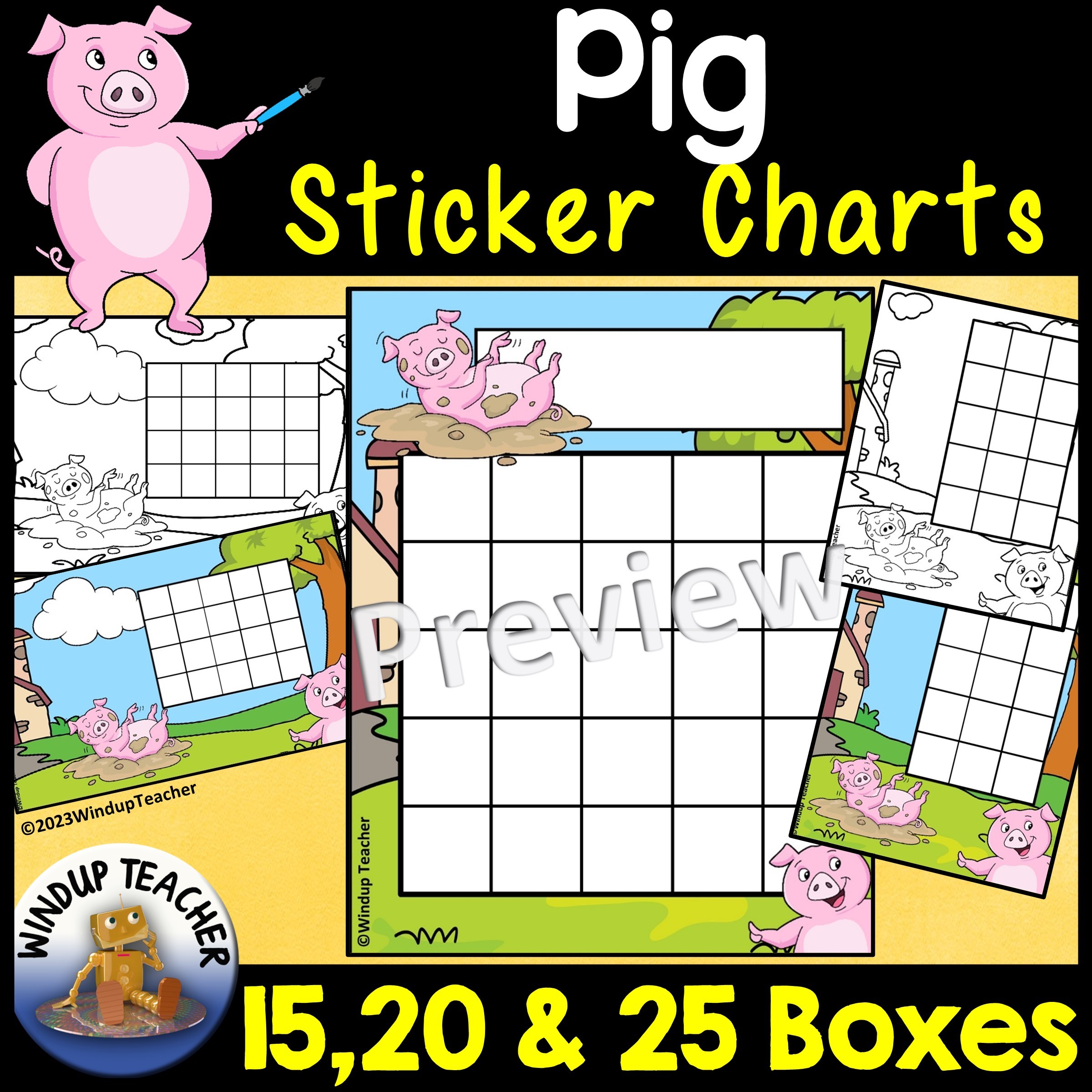 Farm Animal Sticker Charts | Pig - Classful