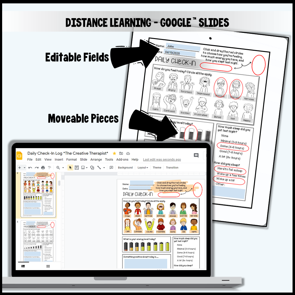Elementary Counseling Check In Log for Mood and Energy - Classful