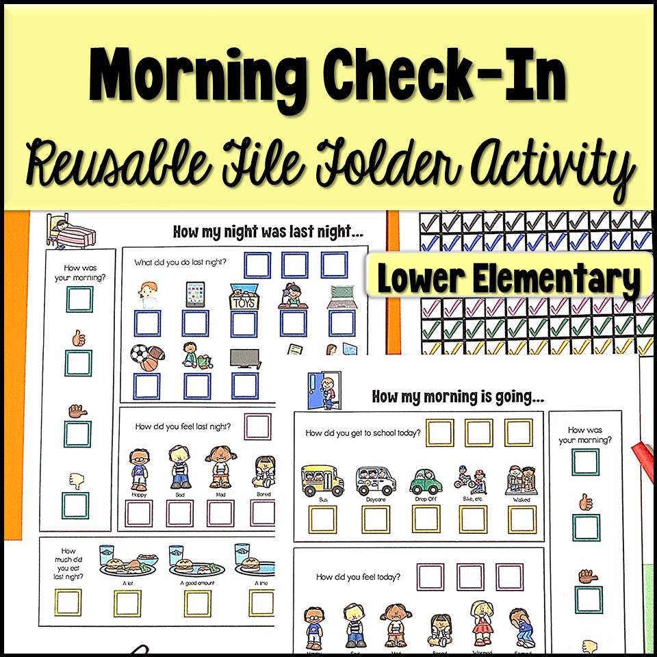 Morning Check-In Reusable File Folder Activity for Early Elementary ...
