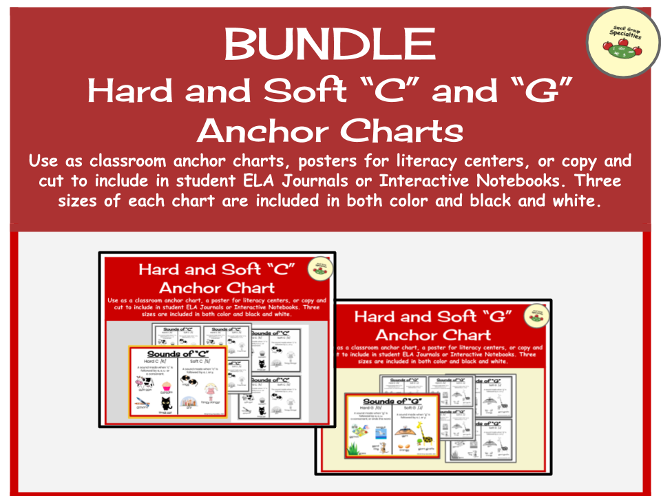 Phonics Anchor Charts - Hard and Soft C & Hard and Soft G - Classful
