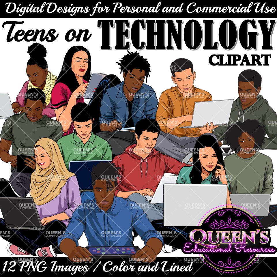 Teens on Technology Clipart | Teenagers on Technology | Technology ...