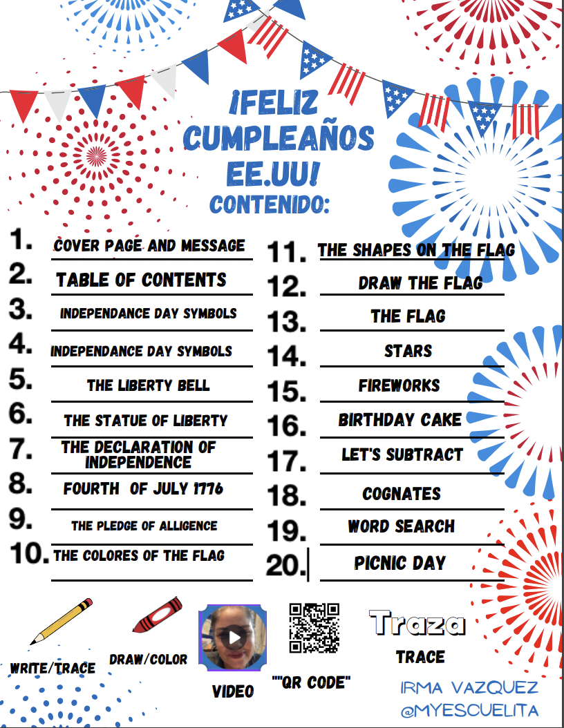 Cuatro de Julio-Spanish Fourth of July Lessons (18 pages) - Classful
