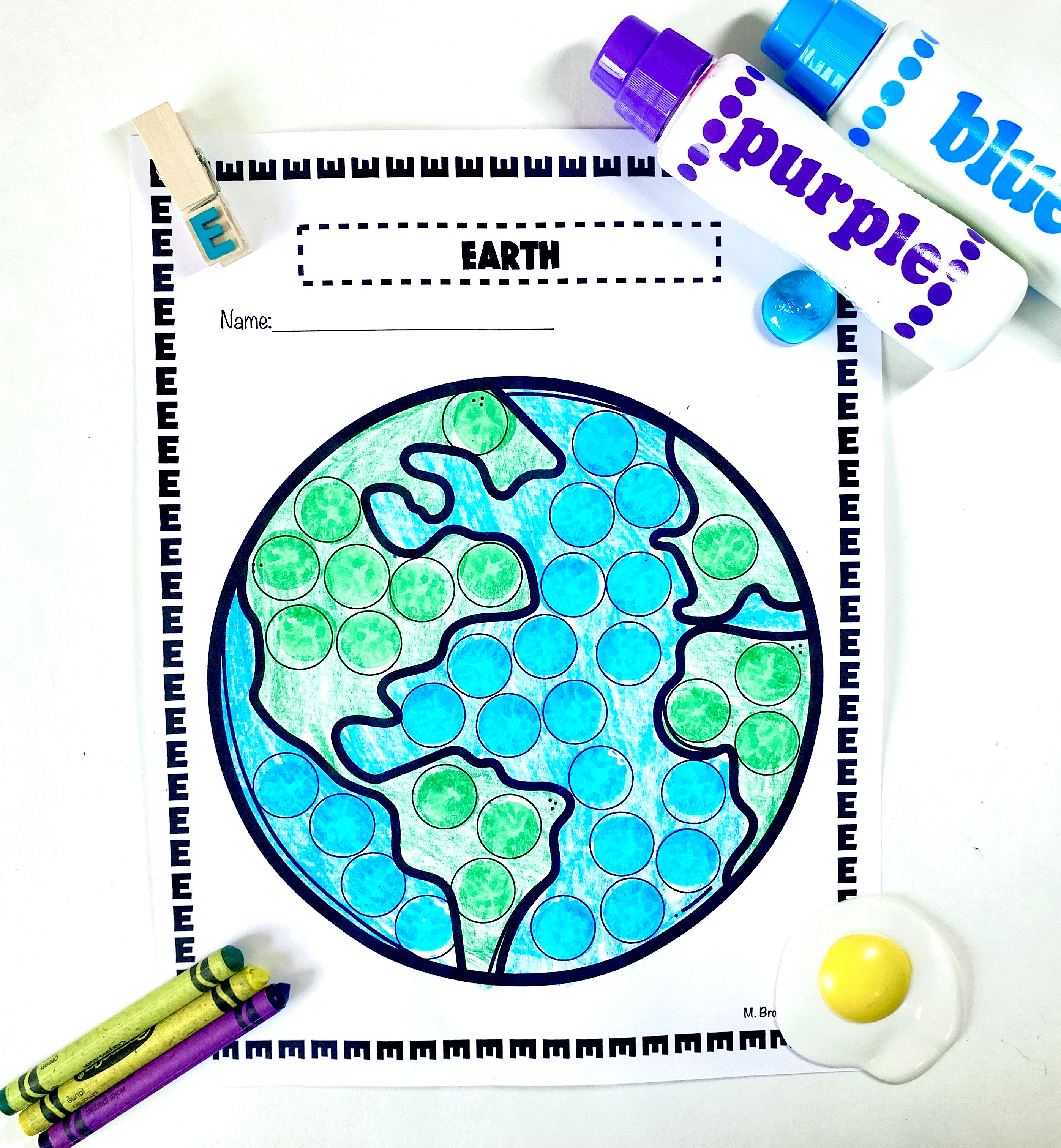 Letter E Do A Dot and Q-Tip Art Packet - Classful