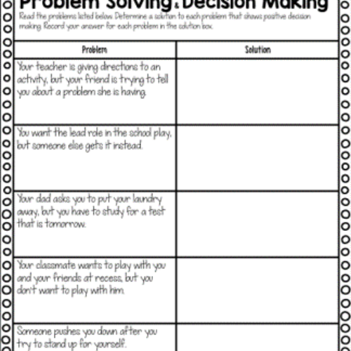 Decision Making Worksheets - Classful