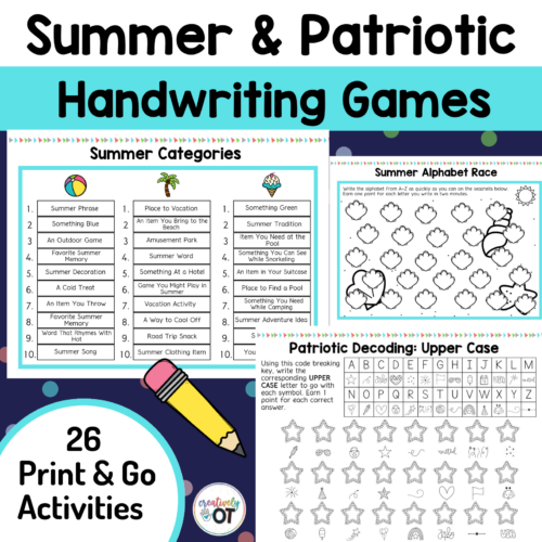 Summer & Patriotic OT Handwriting Activities - Classful