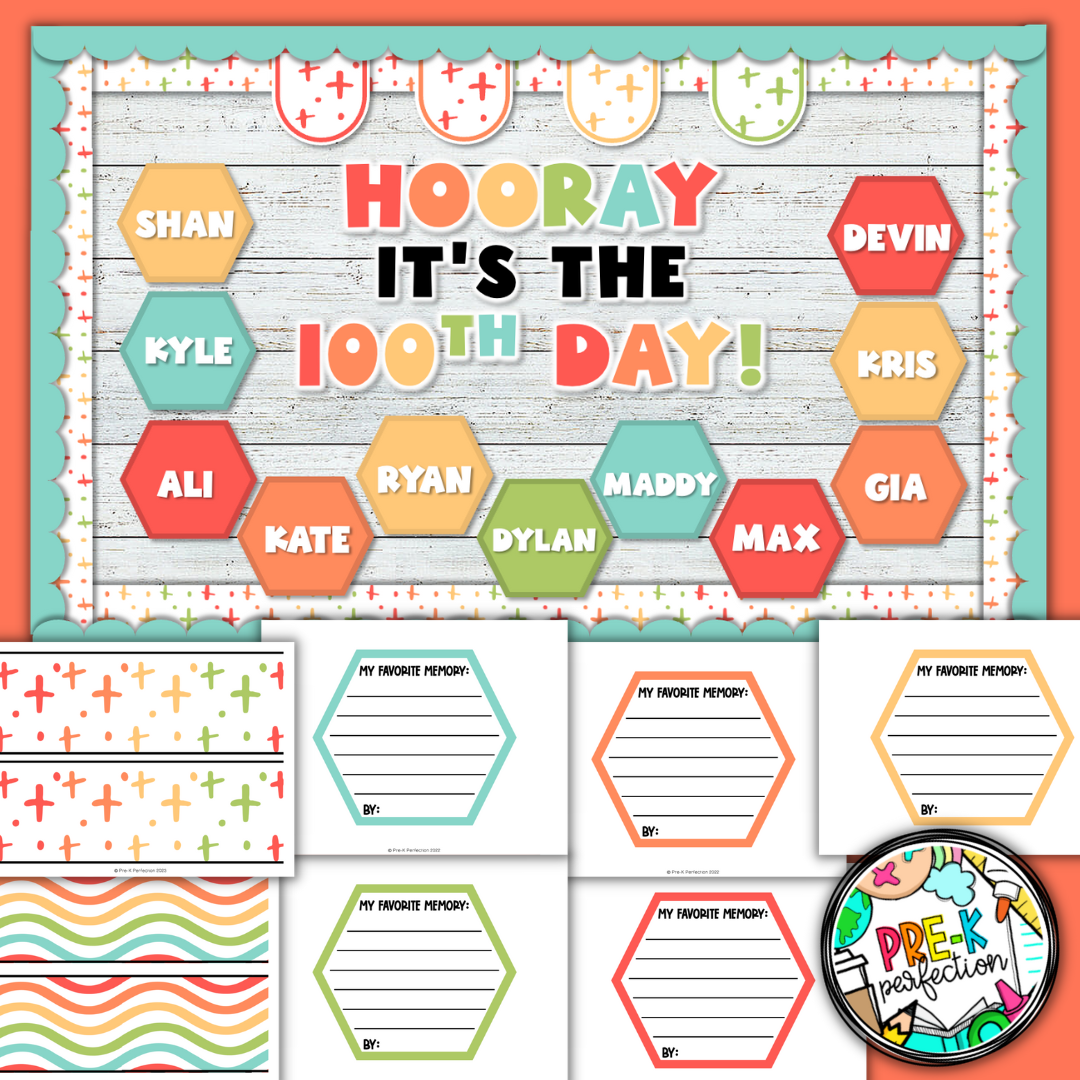 100th Day of School Bulletin Board and Writing Prompt | 100 Memories ...
