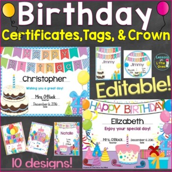 Birthday Certificates, Student Gift Tags, Student Birthday Crown ...