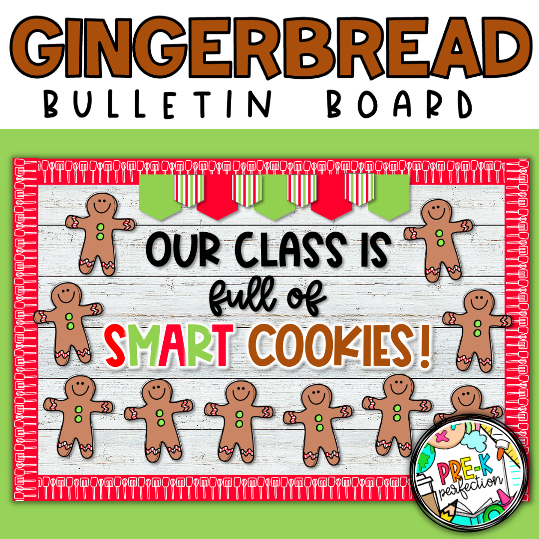Gingerbread Bulletin Board | Smart Cookies! | Christmas Classroom Decor ...