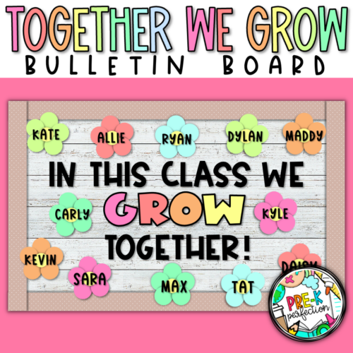 April Bulletin Board | TOGETHER WE BLOOM | FLOWER Bulletin Board - Classful