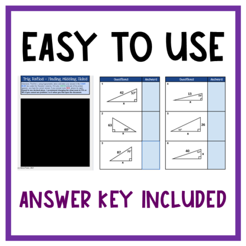 Right Triangle Trigonometry Finding Side Lengths Activity Digital Pixel ...