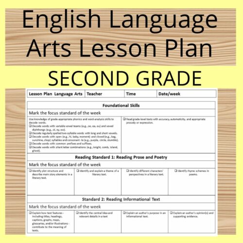 Second Grade English Language Art Lesson Plan Template - Classful