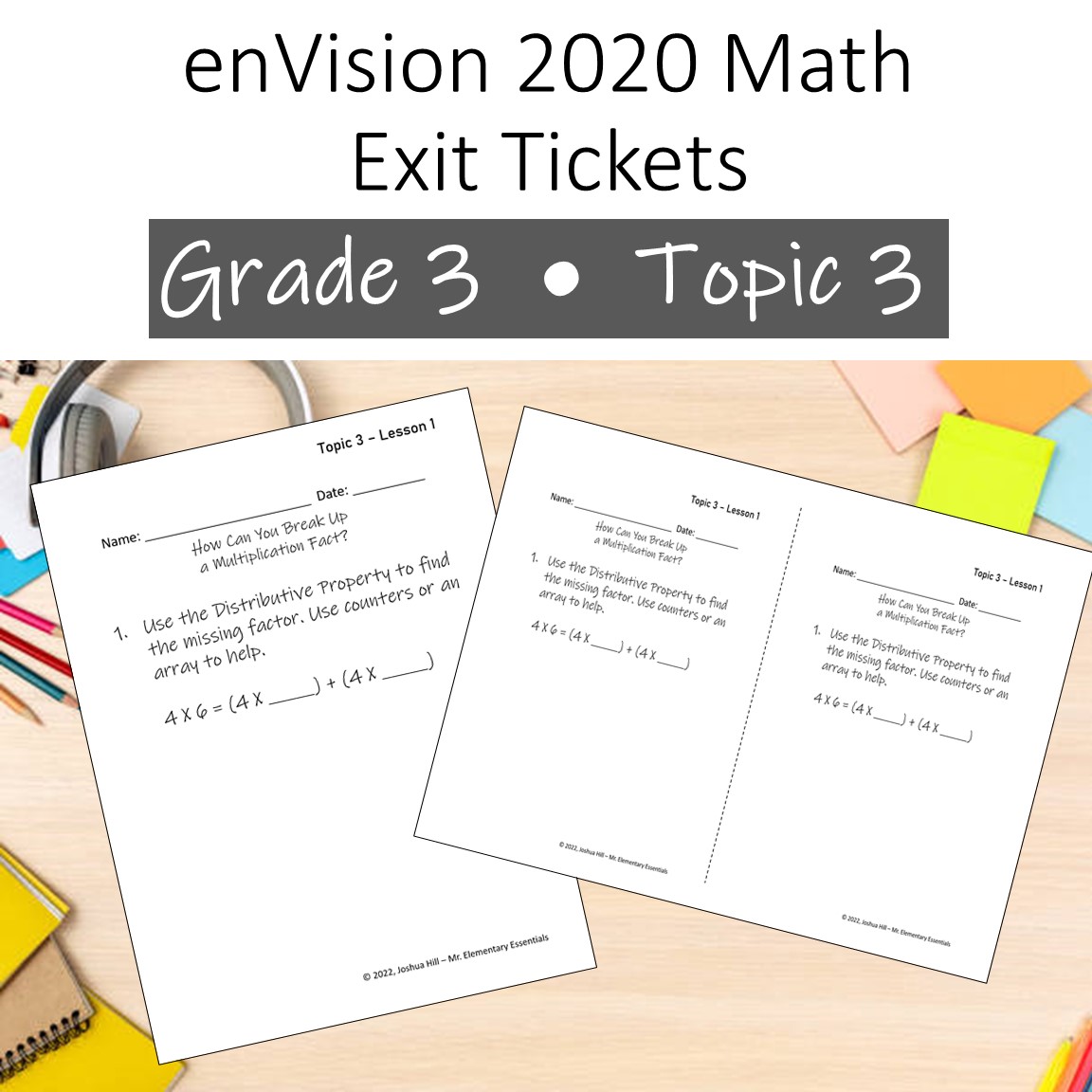 Envision/Savvas Math 2020 **PRINT & GO** Grade 3, Topic 8 Exit Tickets ...